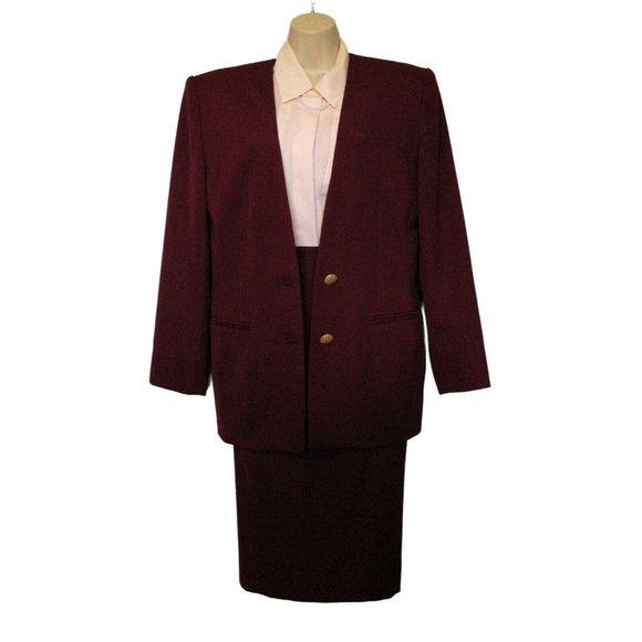 Jacqueline Ferrar | Skirts | Vintage Jacqueline Ferrar Suit Maroon ...